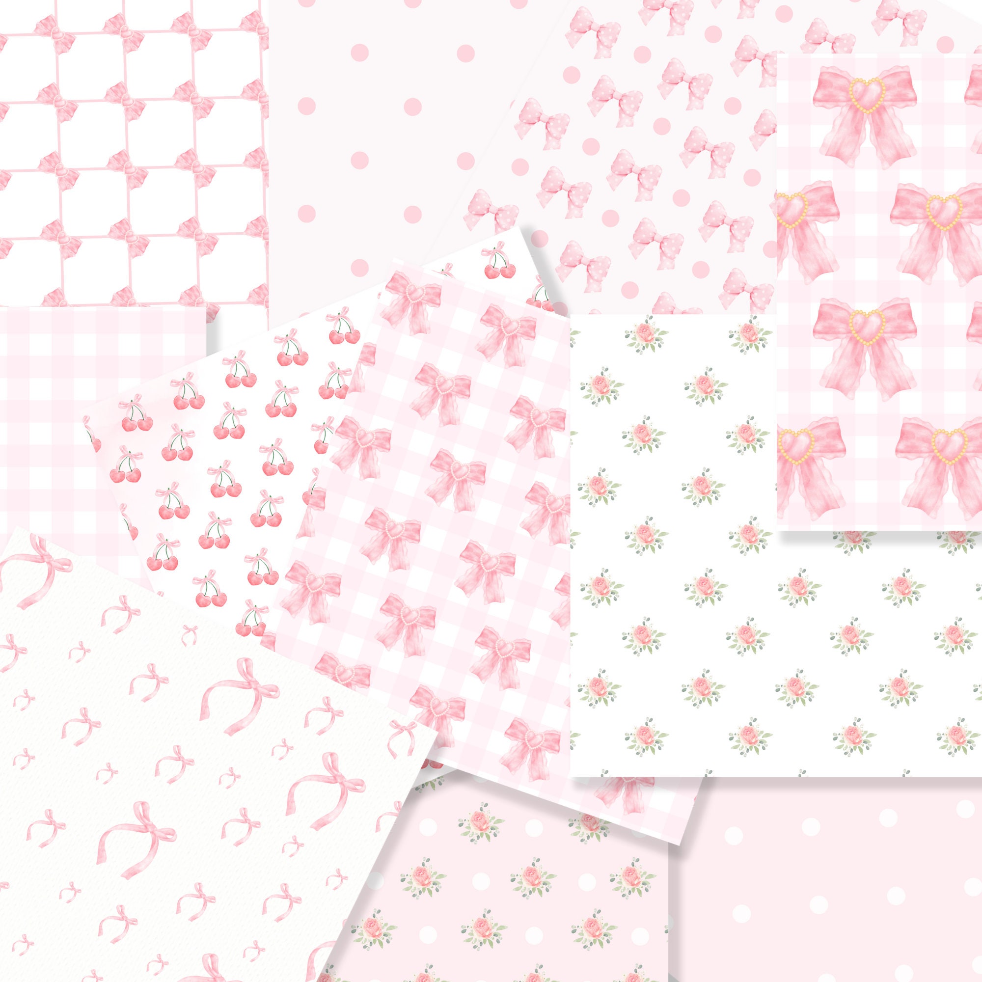 Coquette Digital Paper, Pink Digital Papers, Coquette Paper PNG - Etsy