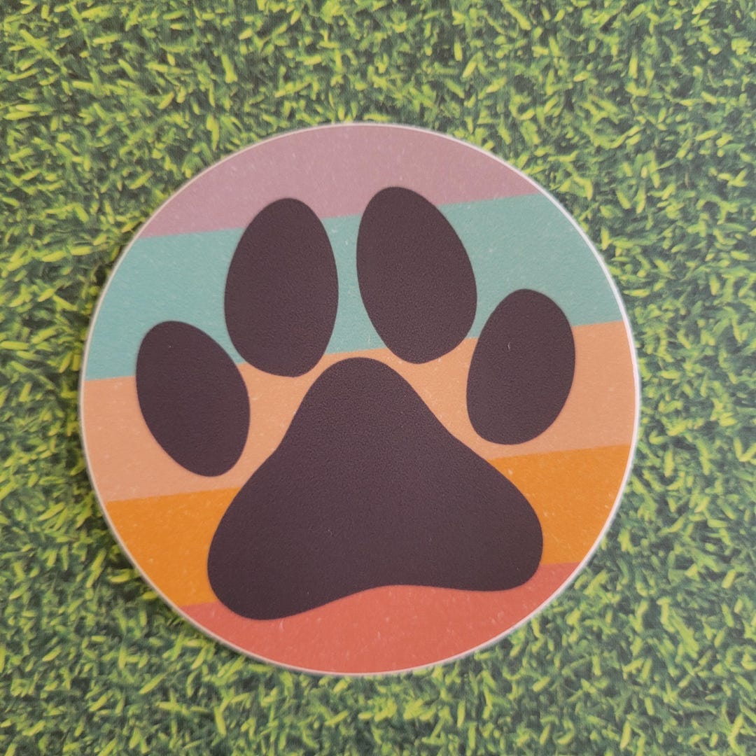 Dog Paw Print Sticker Stripes - Etsy