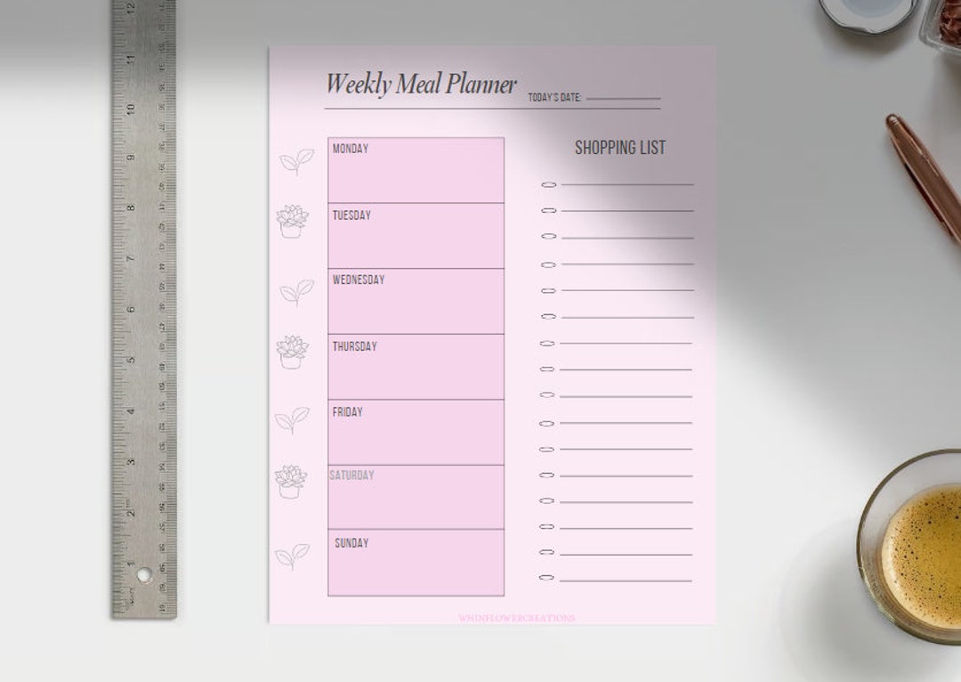Weekly Meal Planner and Grocery List | Digital Template | Productivity ...