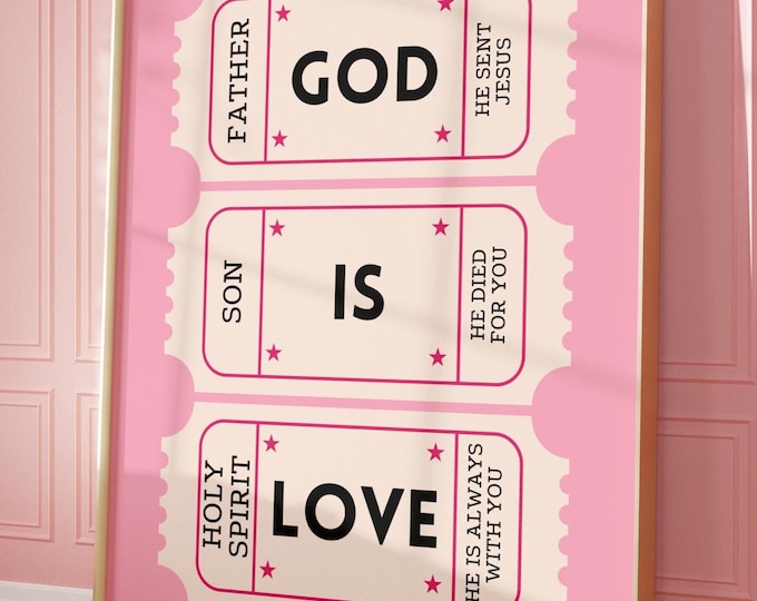 Pink Girly Christian Wall Art God is Love Poster Trendy Christian Wall ...