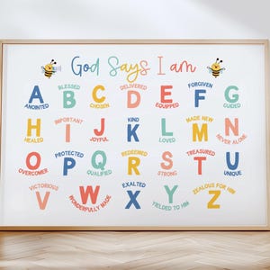 God Says I Am Affirmation for Kids Christian Alphabet Affirmation Bible ...