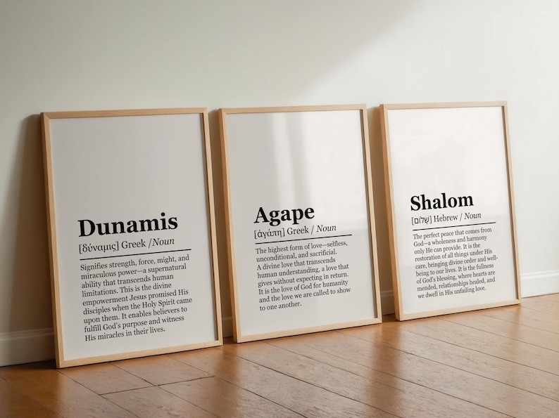 Greek Word Definition Wall Art Hebrew Word Meaning Print Shalom Print ...
