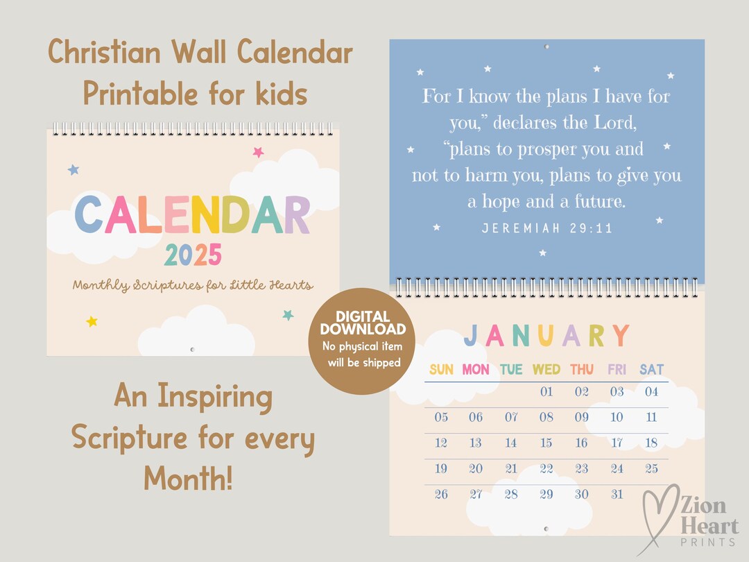 Bible Verse Calendar 2025 for Kids Colorful Calendar Classroom ...