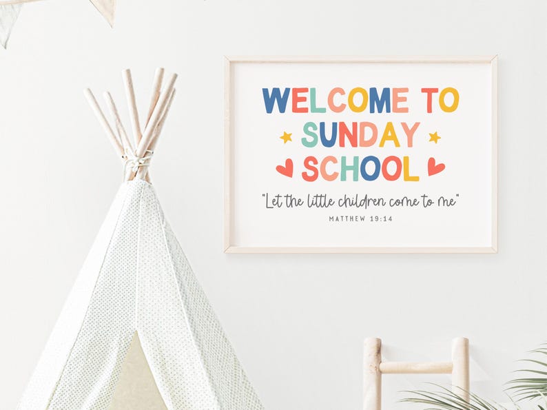 Welcome to Sunday School Poster Colorful Sunday School Classroom Decor ...