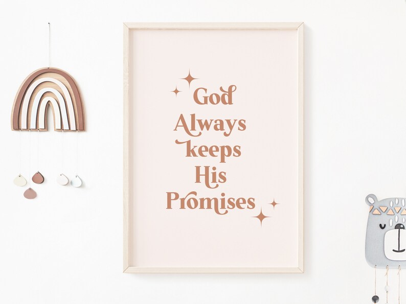 God Keeps His Promises Boho Christian Nursery Wall Art Christian Room ...