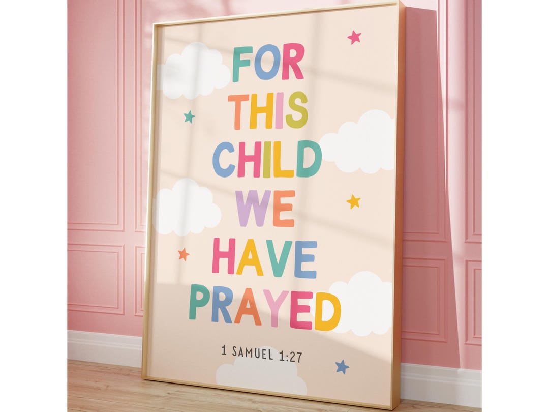 For This Child We Have Prayed Poster Colorful Children Bible Verse Wall ...