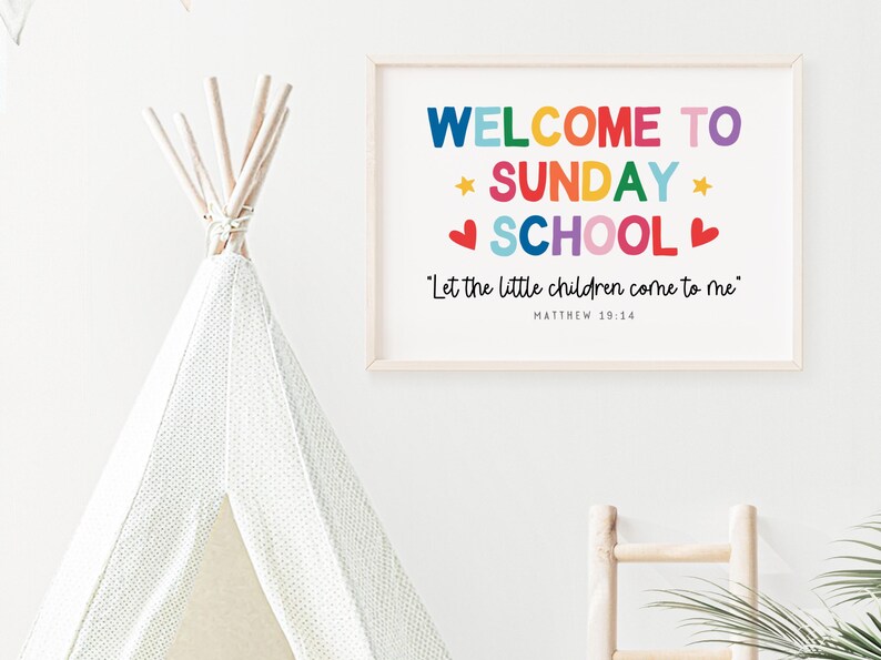 Welcome to Sunday School Poster Colorful Sunday School Classroom Decor ...