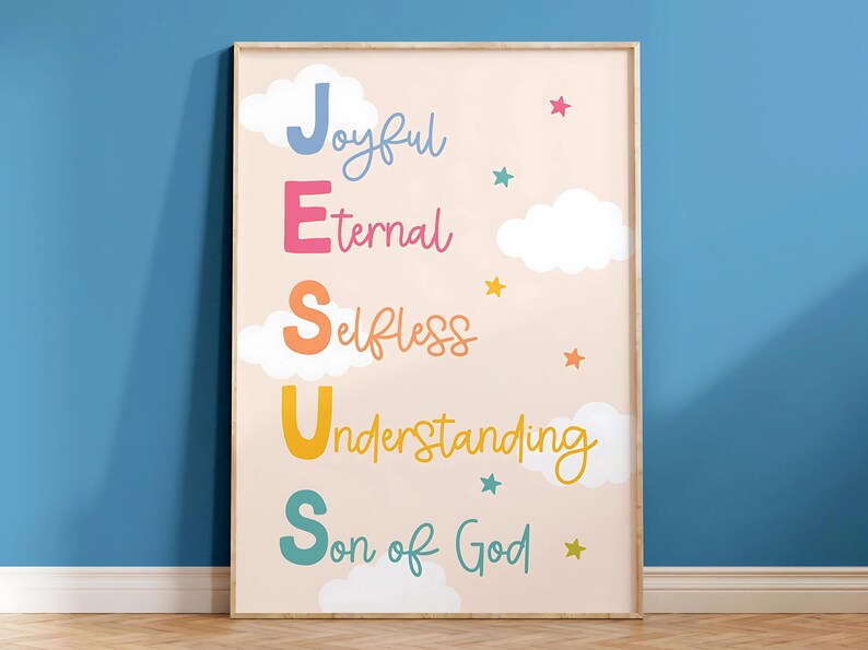 Colorful Jesus Wall Art for Kids Ministry Decor Christian Playroom ...