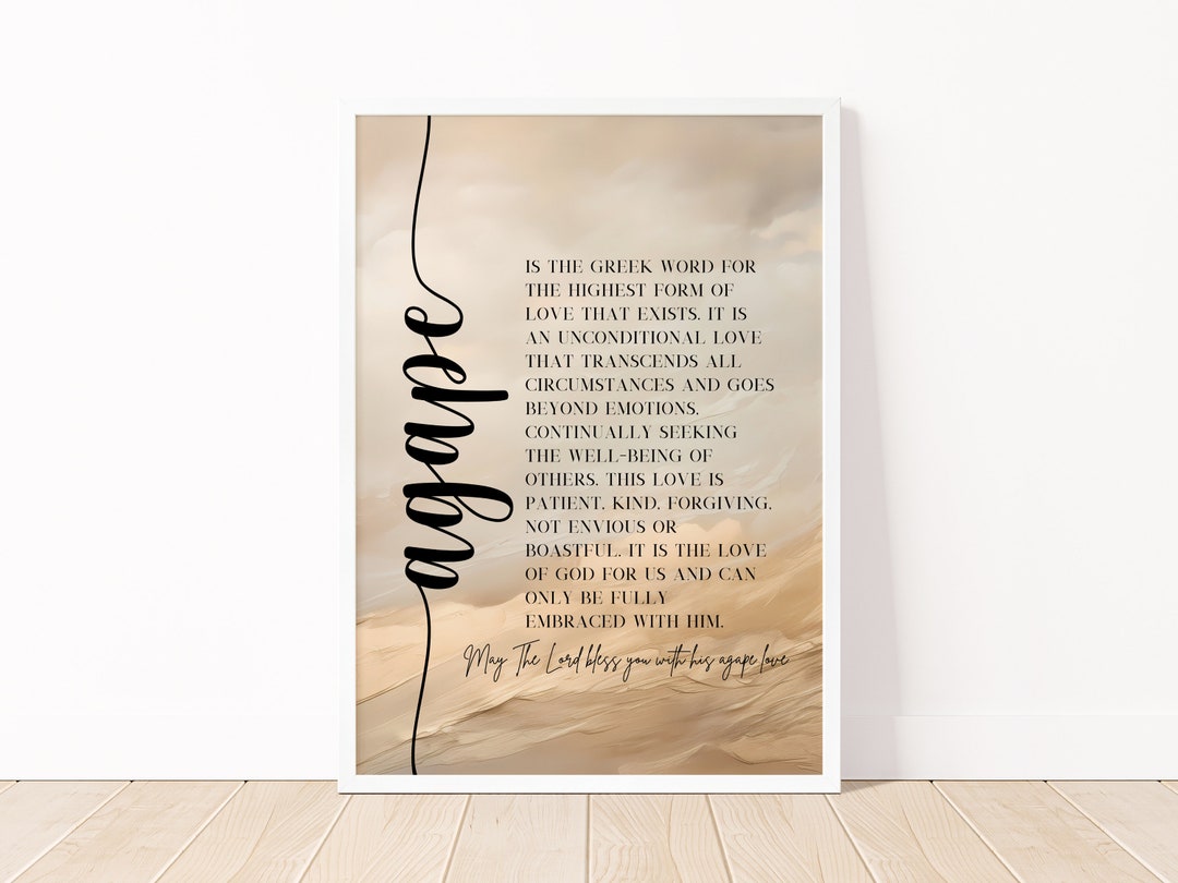 Agape Printable Bible Word Definition Art Christian Artwork Minimalist ...
