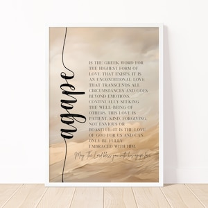 Agape Printable Bible Word Definition Art Christian Artwork Minimalist ...
