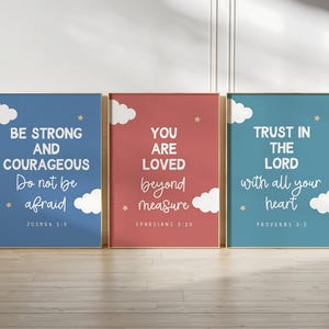 Set of 6 Colorful Children Bible Verse Wall Art Christian Playroom ...