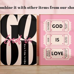 Pink Girly Christian Wall Art God is Love Poster Trendy Christian Wall ...