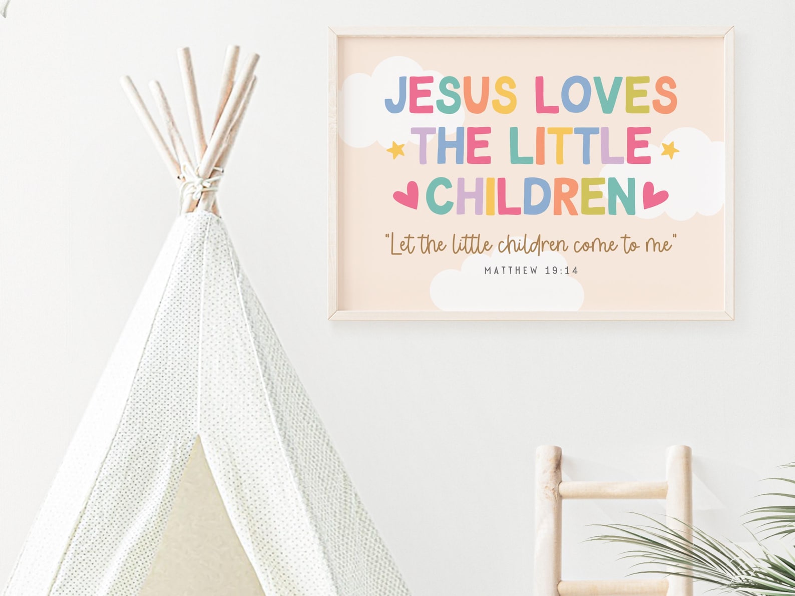 Jesus Loves the Little Children Poster Christian Toddler Wall Art ...