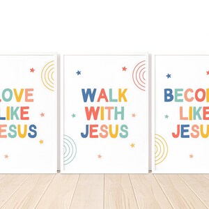 Set of 3 Colorful Christian Wall Art for Kids Ministry Decor Church ...
