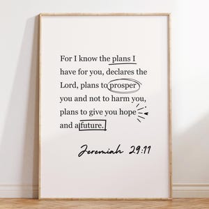 Jeremiah 29 11 Wall Art Printable Trendy Christian Wall Art Aesthetic ...