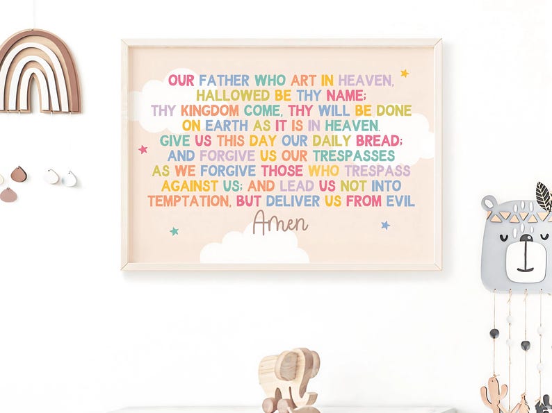 The Lords Prayer Kids Printable Poster Christian Classroom Decor ...