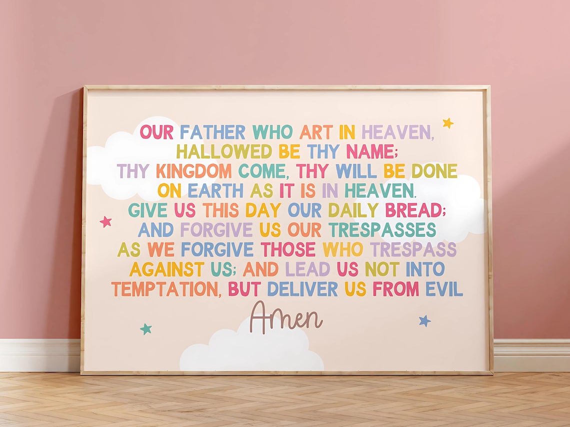 The Lords Prayer Kids Printable Poster Christian Classroom Decor ...