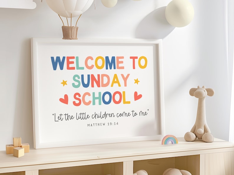 Welcome to Sunday School Poster Colorful Sunday School Classroom Decor ...