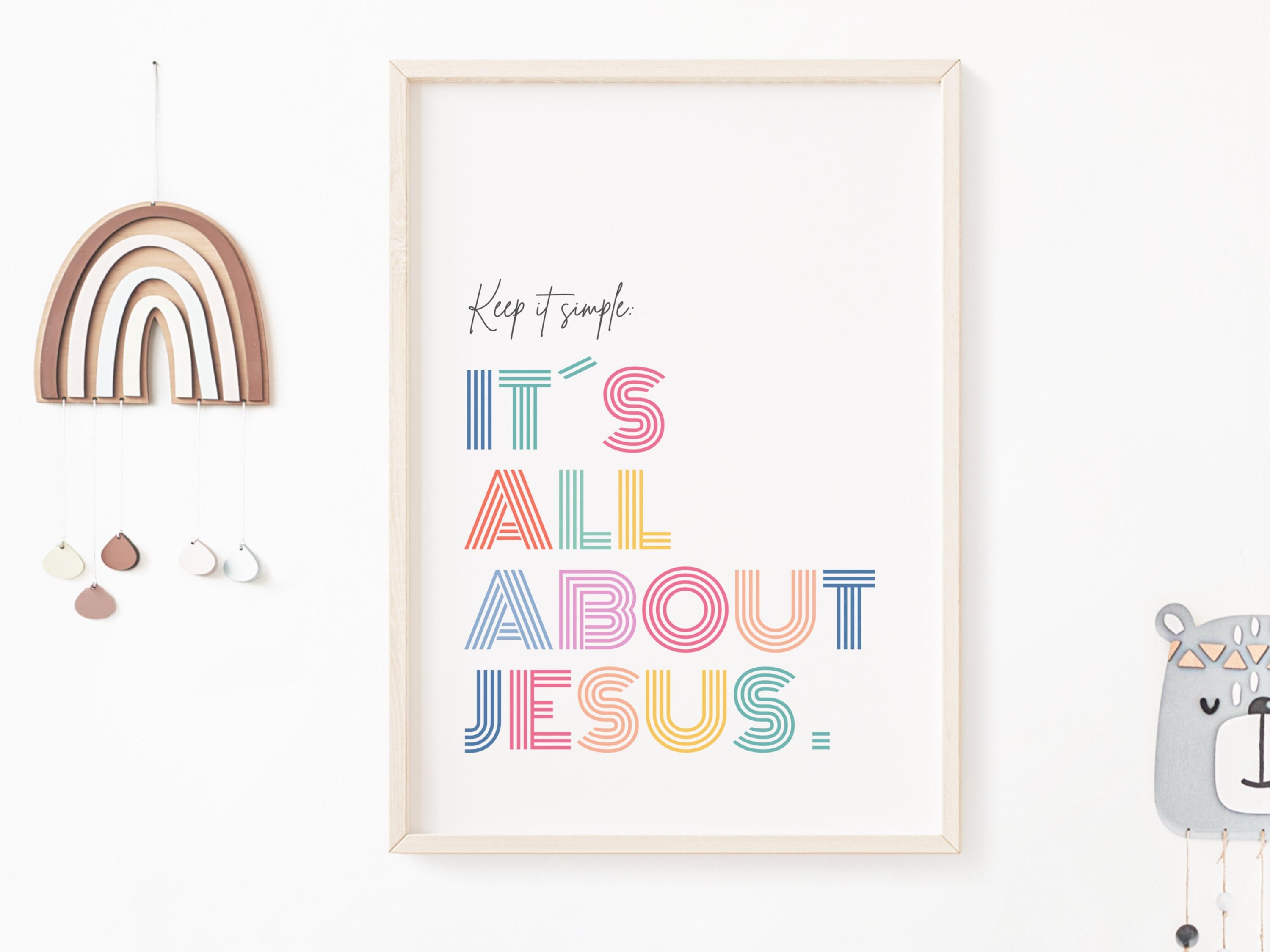 It's All About Jesus Theme Wall Art Colorful Christian Wall Art ...