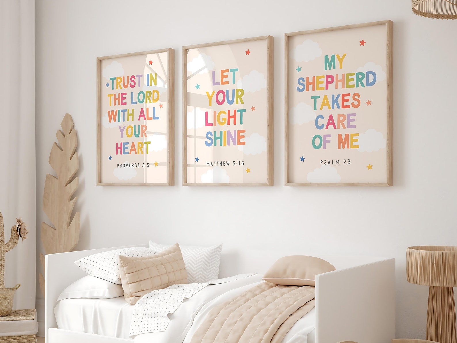 Set of 3 Colorful Children Bible Verse Wall Art Prints Christian ...