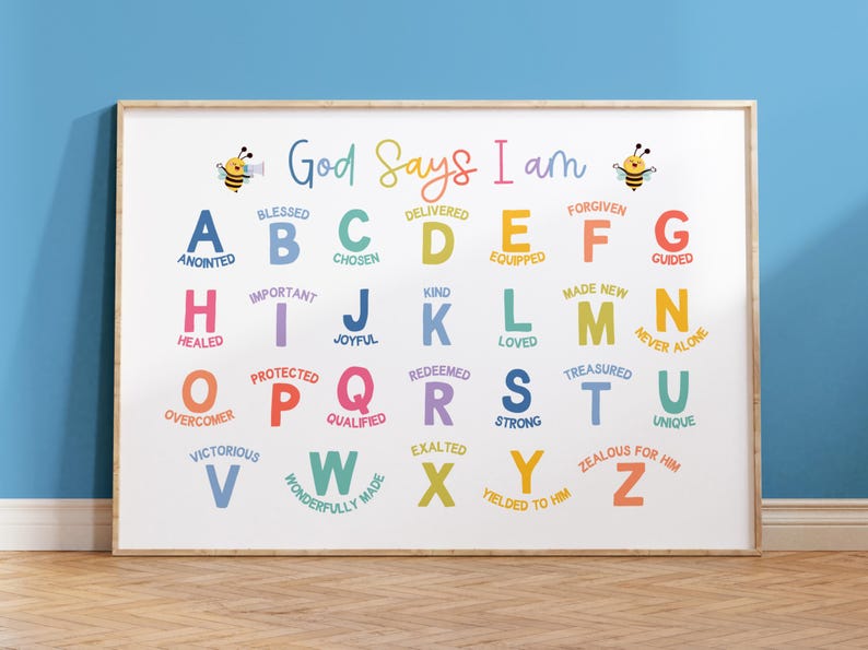 God Says I Am Affirmation for Kids Christian Alphabet Affirmation Bible ...
