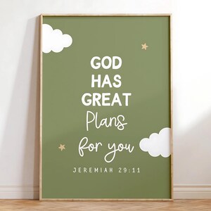 Set of 6 Colorful Children Bible Verse Wall Art Christian Playroom ...