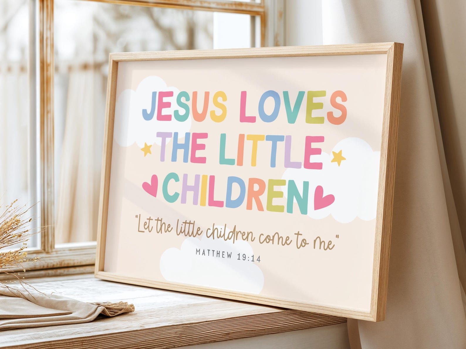 Jesus Loves the Little Children Poster Christian Toddler Wall Art ...