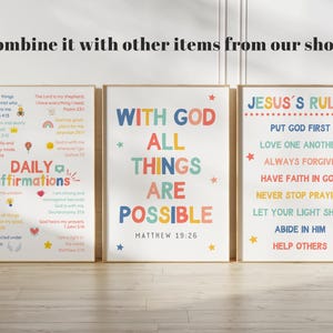 With God All Things Are Possible Poster Colorful Children Bible Verse ...