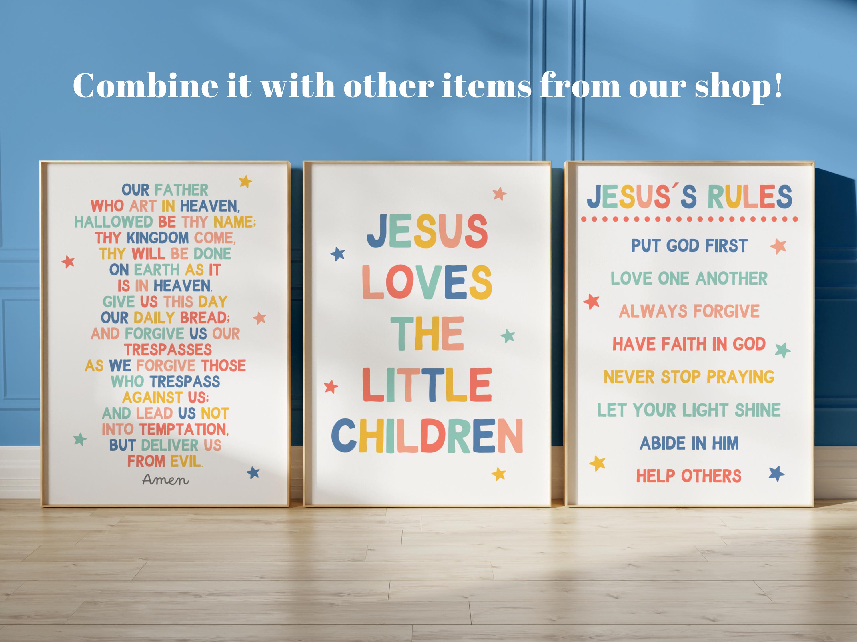 Jesus Loves the Little Children Poster Christian Toddler Wall Art ...