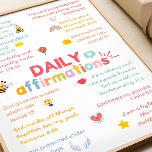 Daily Bible Affirmations for Kids Colorful Children Bible Verse Wall ...