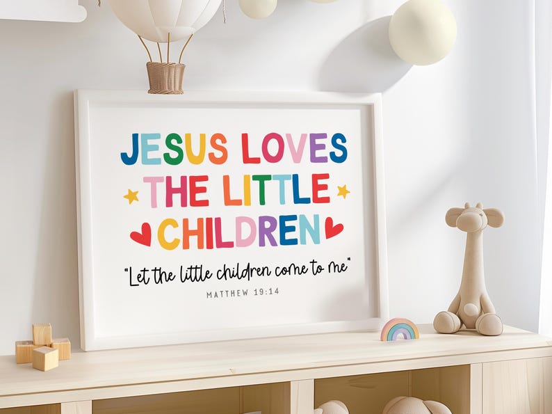 Jesus Loves the Little Children Poster Colorful Children Bible Verses ...