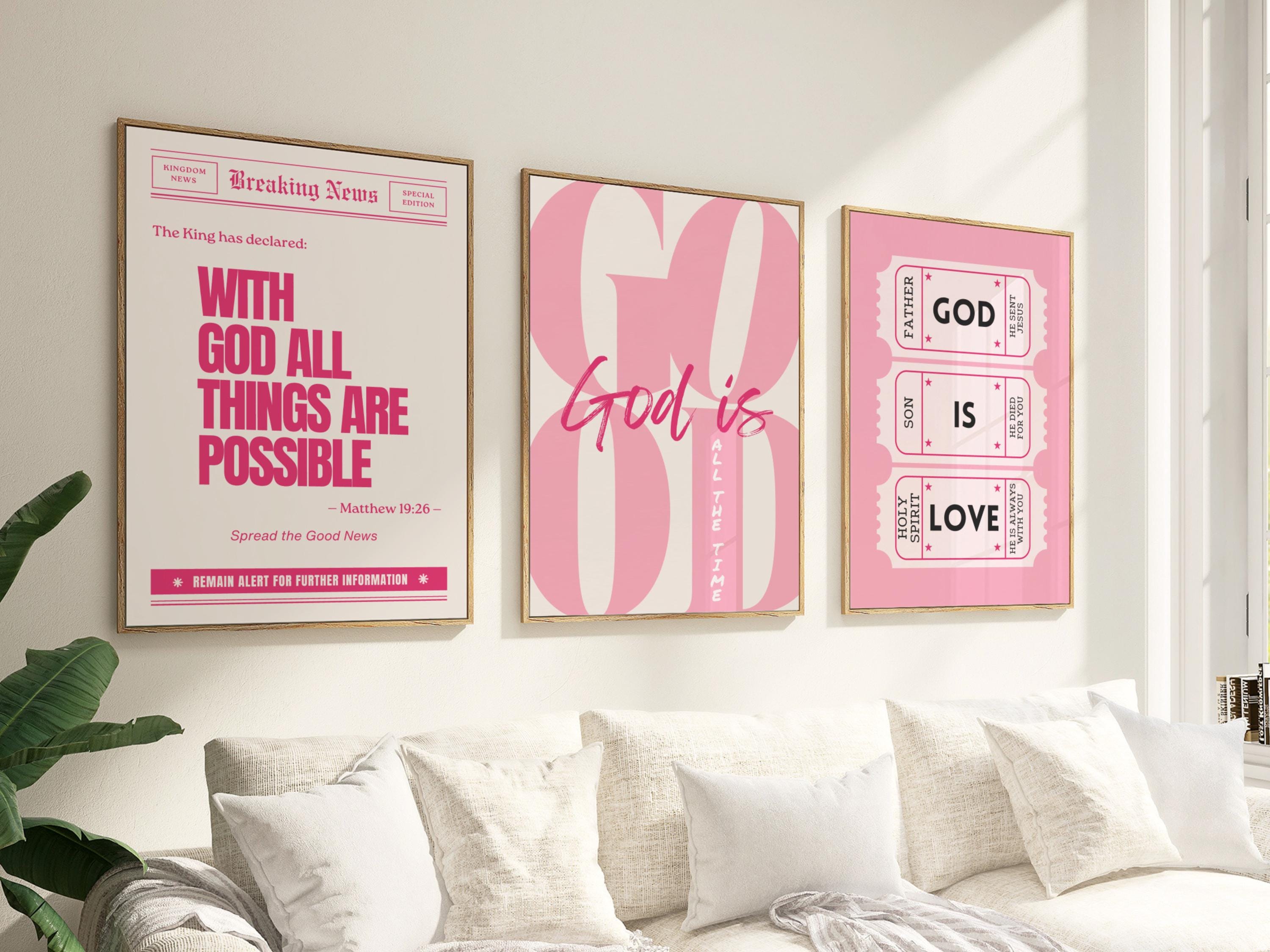 Set of 3 Girly Christian Wall Art God is Good All the Time Print With ...
