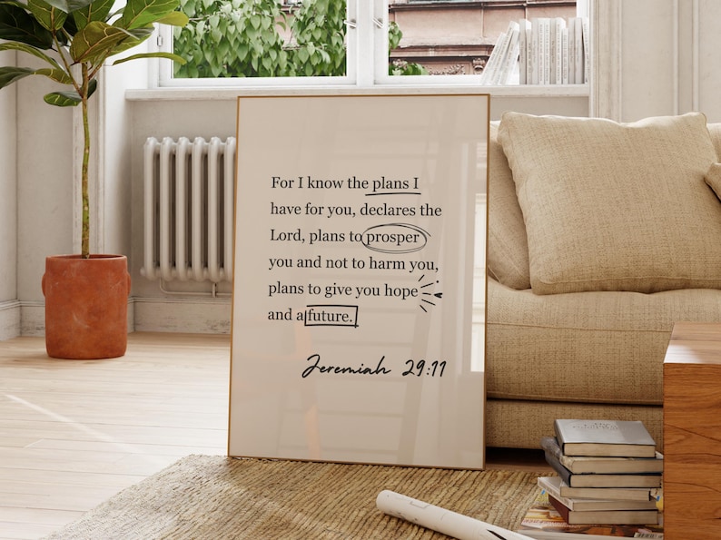 Jeremiah 29 11 Wall Art Printable Trendy Christian Wall Art Aesthetic ...