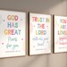Set of 3 Colorful Children Bible Verse Wall Art for Kids Ministry Decor ...
