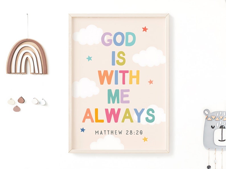 Set of 3 Colorful Children Bible Verse Wall Art Prints Christian ...