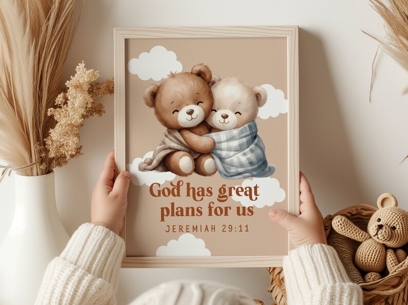 Jeremiah 29 11 Wall Art Boho Christian Nursery Wall Art Siblings Art ...