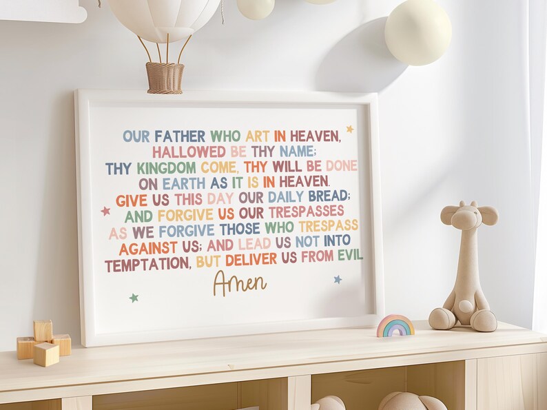 The Lords Prayer Kids Printable Poster Christian Classroom Decor ...