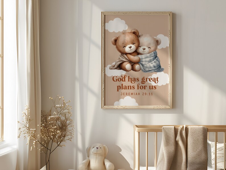 Jeremiah 29 11 Wall Art Boho Christian Nursery Wall Art Siblings Art ...