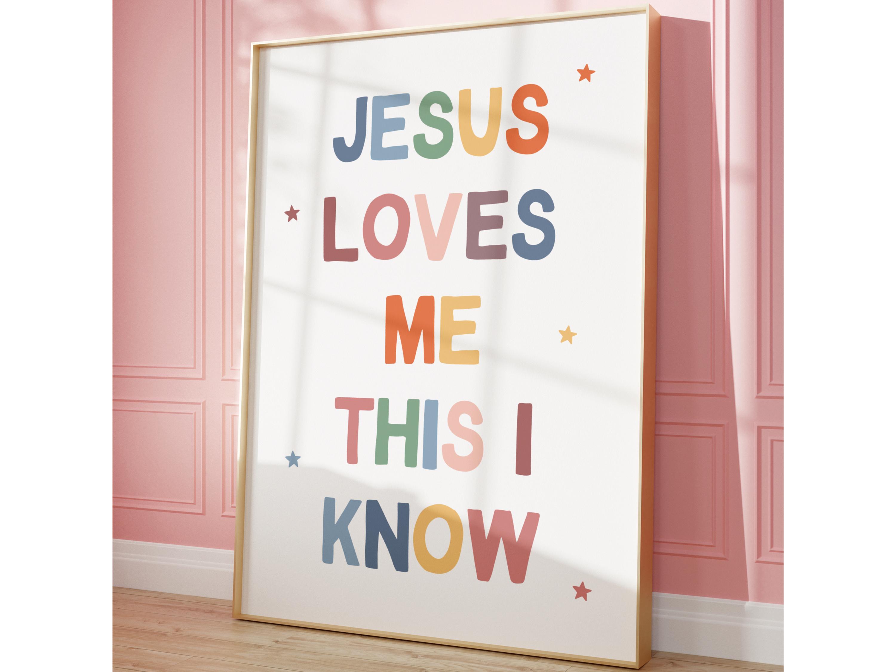 Jesus Loves Me This I Know Print Colorful Children Bible Verse Wall Art ...