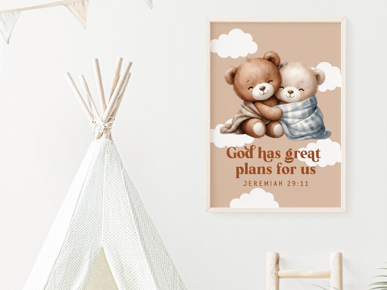 Jeremiah 29 11 Wall Art Boho Christian Nursery Wall Art Siblings Art ...