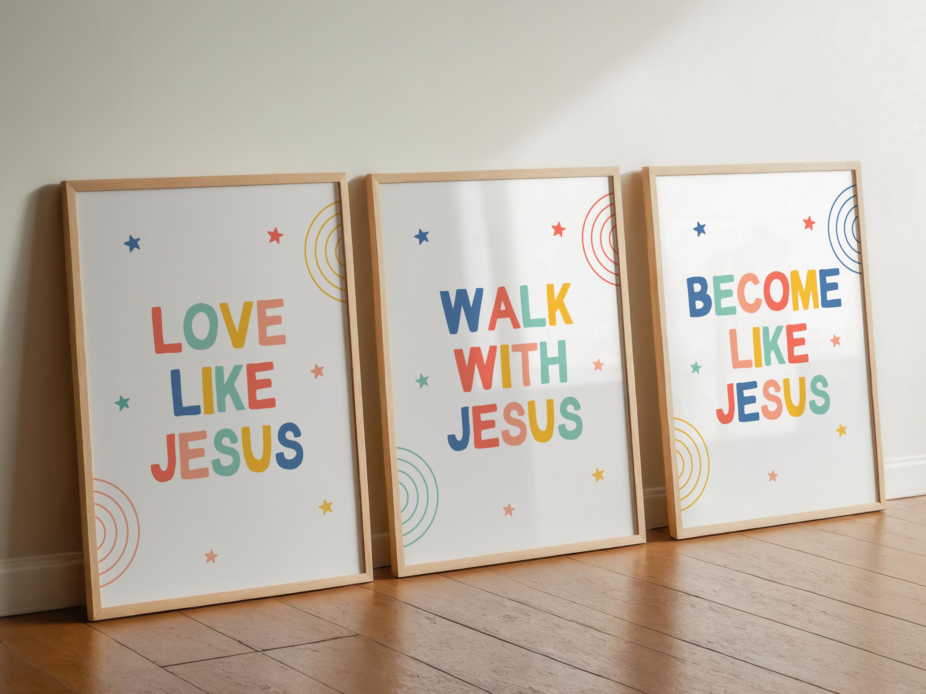 Set of 3 Colorful Christian Wall Art for Kids Ministry Decor Church ...