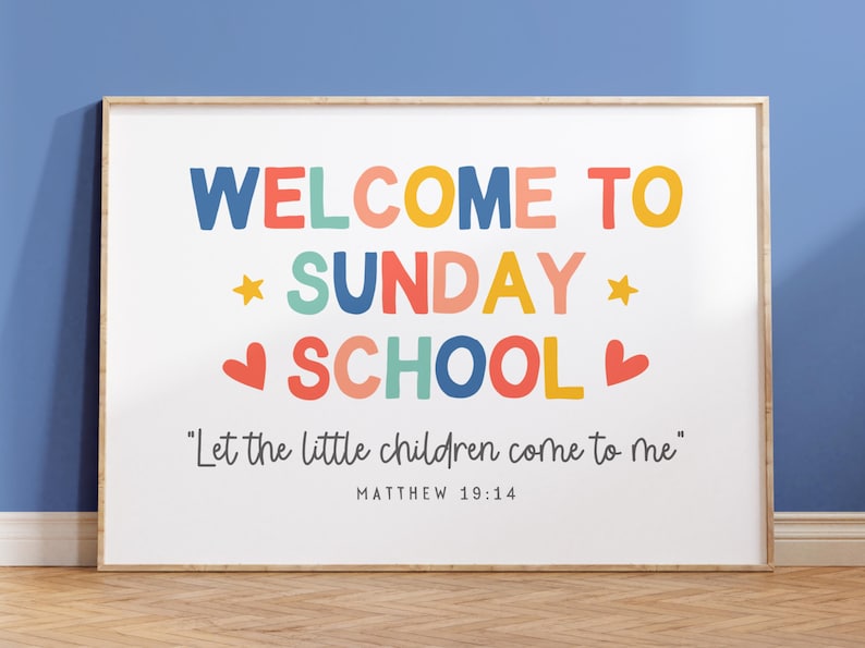 Welcome to Sunday School Poster Colorful Sunday School Classroom Decor ...