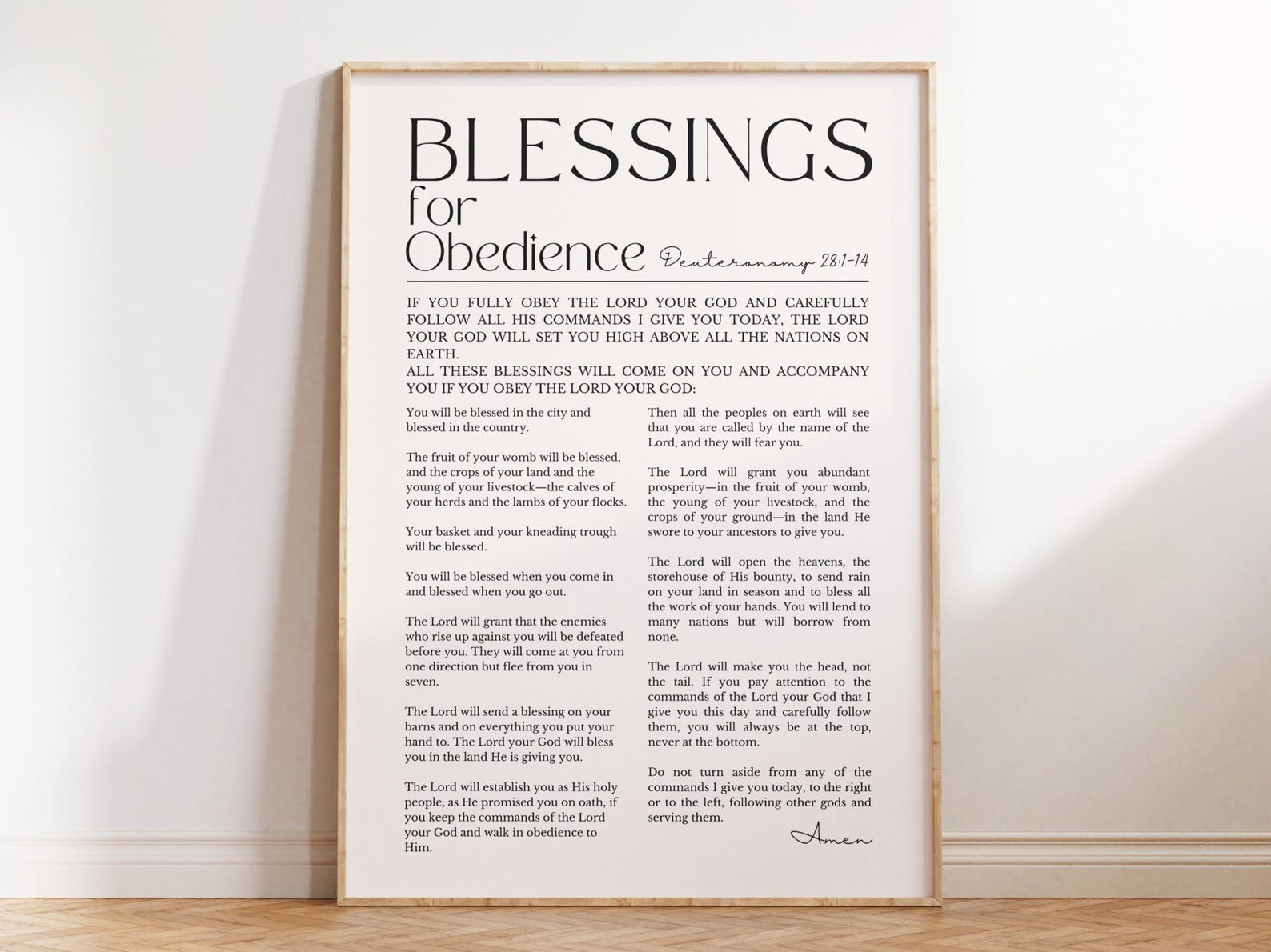 Ten Commandments Wall Art Deuteronomy 28 Print Church Classroom Decor ...