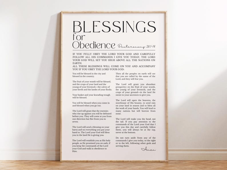 Ten Commandments Wall Art Deuteronomy 28 Print Church Classroom Decor ...