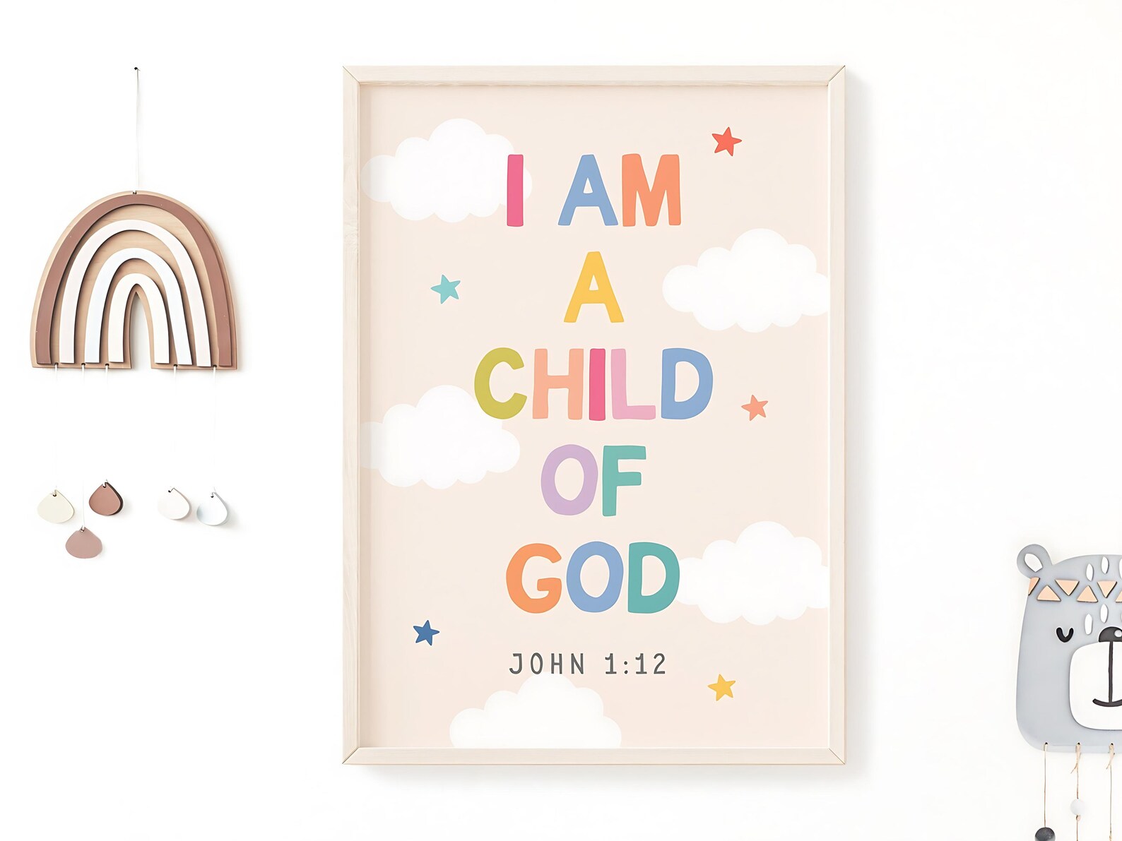 Set of 3 Colorful Children Bible Verse Wall Art Prints Christian ...