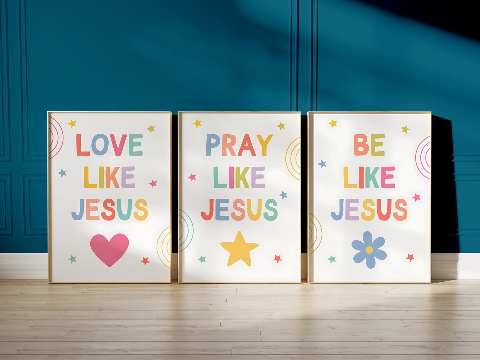 Set of 3 Colorful Christian Wall Art for Kids Ministry Decor Christian ...