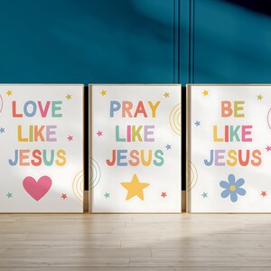 Set of 3 Colorful Christian Wall Art for Kids Ministry Decor Christian ...