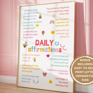 Daily Bible Affirmations for Kids Colorful Children Bible Verse Wall ...