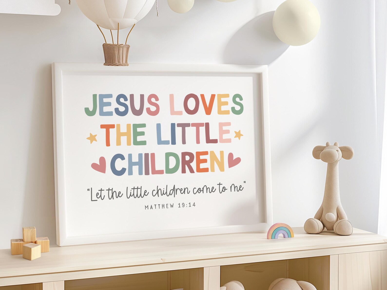 Jesus Loves the Little Children Poster Christian Toddler Wall Art ...