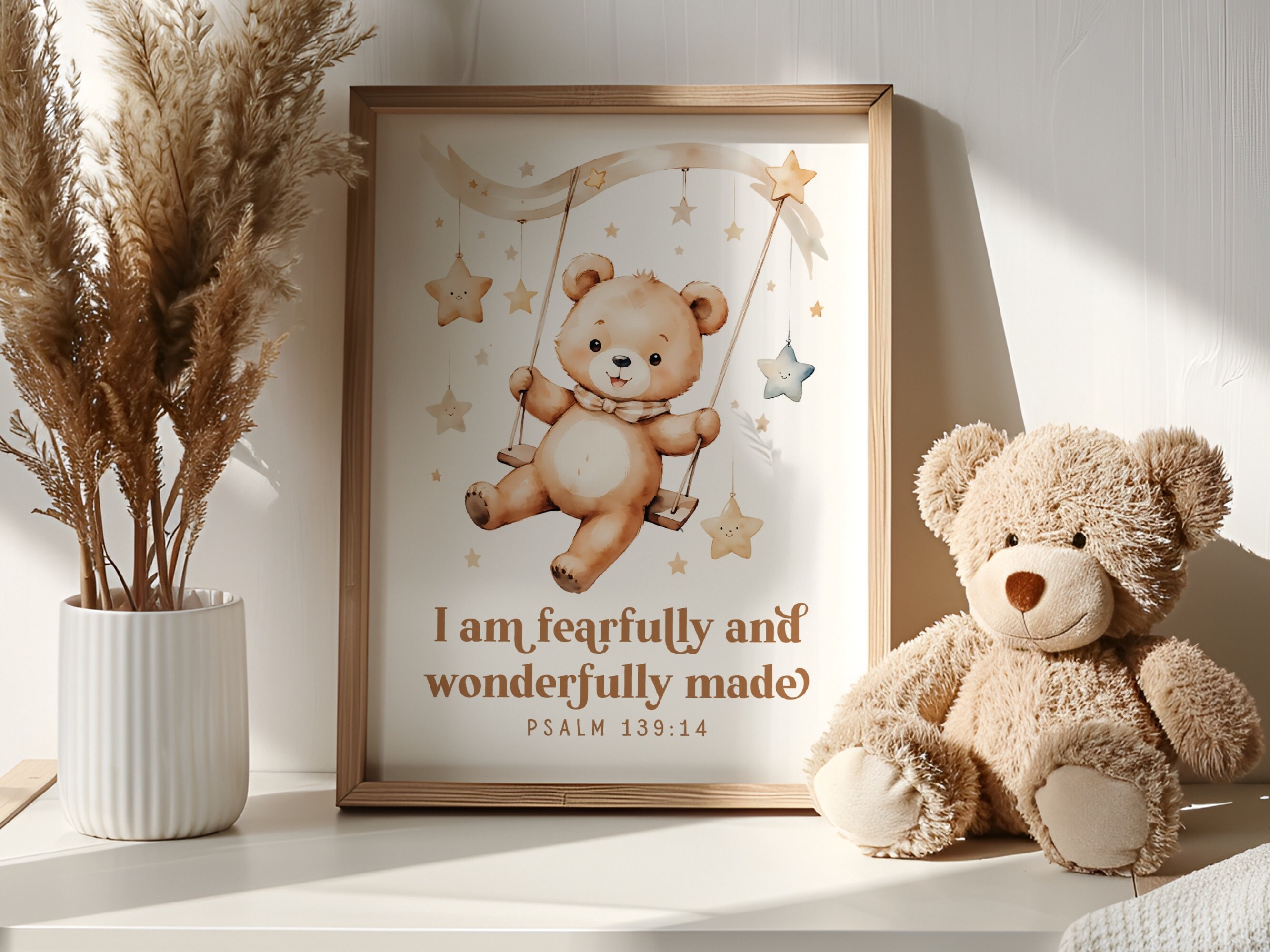 Boho Neutral Christian Nursery Wall Art Bible Verse Baby Room Christian ...